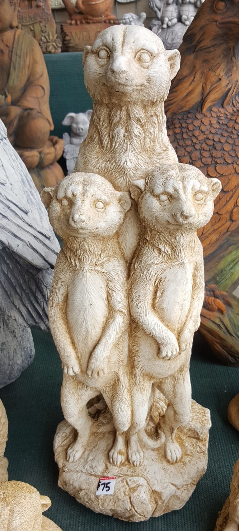 Meerkat Family Concrete Statue (1003) | Wantirna Garden Ornaments and Pots